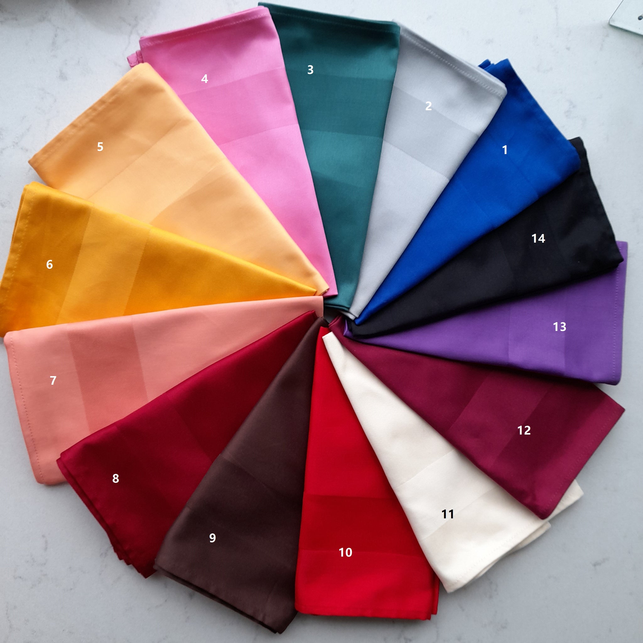 Royalclub Cotton Dinner Napkins with a Satin Weaved Boarder in 14 Asso